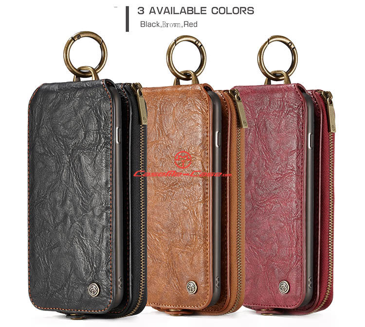 Caseme Iphone 7 Plus Zipper Wallet Magnetic Detachable Flip Leather