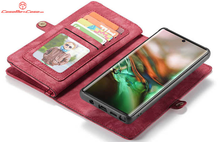 CaseMe Samsung Galaxy Note 10 Plus Zipper Wallet Detachable Case Red